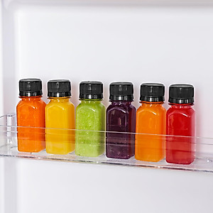 Moretoes 12pcs 2oz Shot Bottles with Caps, Reusable Clear Plastic Bottles for Liquids, Empty Containers for Ginger Shots, Juice and Other Beverages