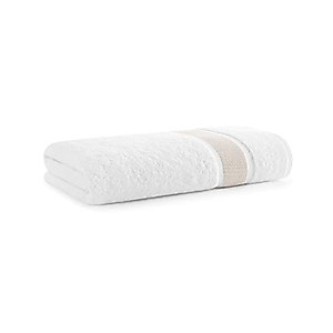 Aston & Arden Recycled Striped Turkish Bath Sheet - (Set of 1) Soft & Absorbent Eco-Friendly Aegean Cotton Blend, 600 GSM, Decorative Towel for Bathroom, Home, Hotel, and Salon, Wheat Beige