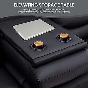 Consofa Reclining Sofa, Recliner Sofa 3 Seater with Flipped Middle Backrest,Cup Holder, Wall Hugger Sofa Recliners, Manual Reclining Couch for Living Room, RV Home Theater Seating