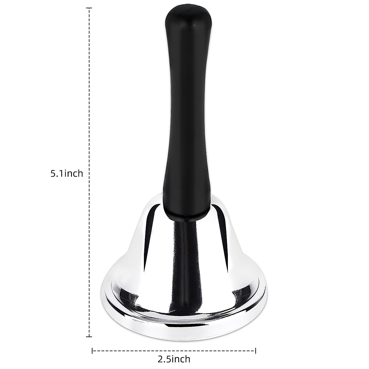 Tytroy Set of 2 Silver Steel Hand Bell Loud Call Bell Alarm