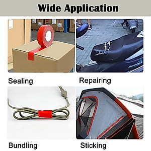 Clickslock 5 Pack Heavy Duty Duct Tape, 1.88 inch x 25 Yards Red Duct Tape, Flexible, No Residue and Waterproof, All-Weather and Tear by Hand