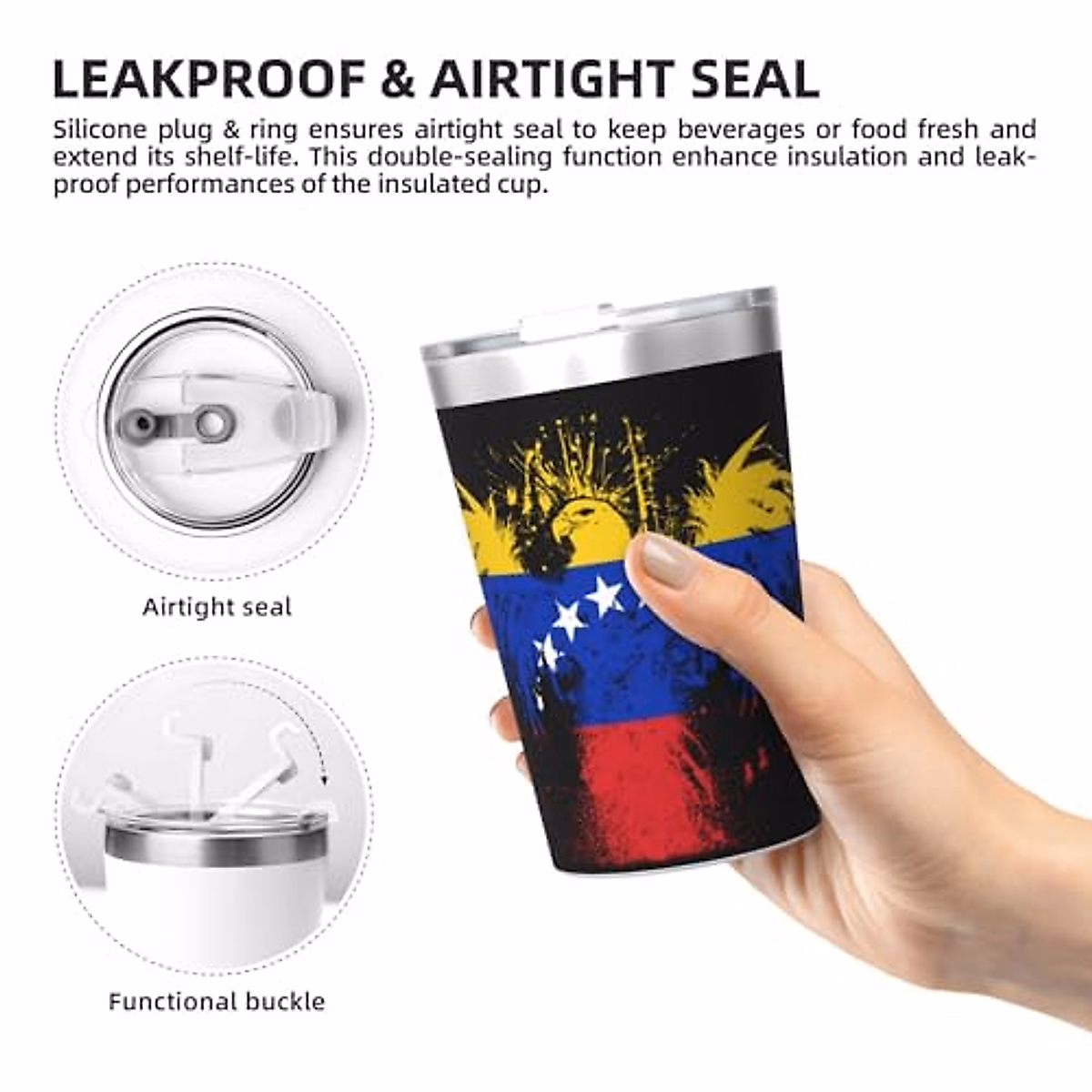 12oz Tumbler Venezuela Venezuelans Flag Stainless Steel Cup With Straw And Lid Spill Proof Bulk Double Wall Vacuum Reusable Water Tumblers For Cold Hot Drink