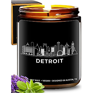 Detroit Candle, Detroit Skyline Gifts, City of Detroit Gifts for Men and Women, Detroit Gift Ideas, Moving Away & Home Sick Gift, Souvenirs, Birthday, Christmas, Gift-Ready