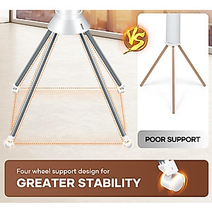 AUXTUR Clothes Drying Rack Wheels Foldable with Quadruped Support|Portable Laundry Drying Rack Hanger with Tail & Bottom Pulley - Convenient Storage & Outdoor Laundry Rack for Hanging Clothes