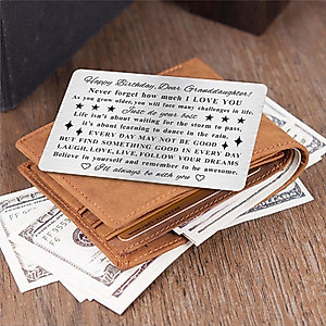 MXRSDF Granddaughter Birthday Card, Granddaughter Bday Gift, Engraved Wallet Card