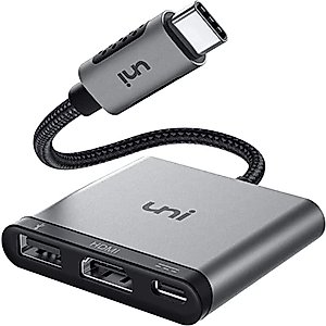 uni USB C to HDMI Multiport Adapter, USB-C / Thunderbolt 3 to [4K HDMI, PD 100W Charging, USB 3.0] Digital AV Adapter 3-in-1 Hub Compatible with MacBook Pro 2021/Air 2020, XPS 15, Galaxy S21