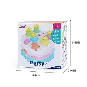 Kids Birthday Cake Toy for Baby with five Candles Music Pretend Play Cake for Toddlers