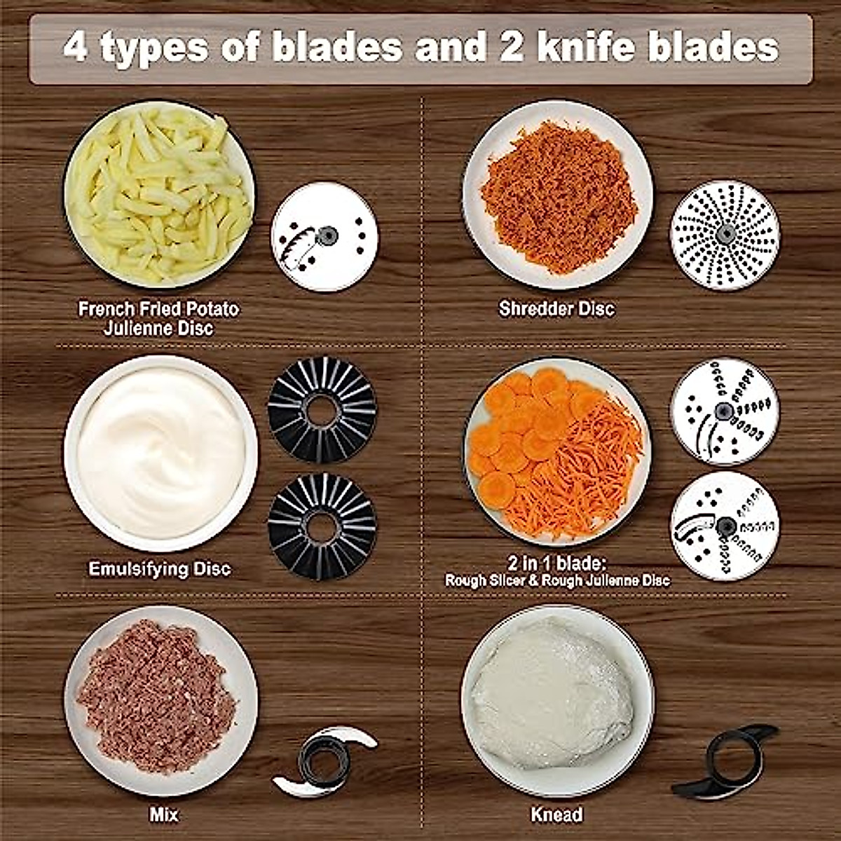 Homtone Professional Food Processors Food Chopper, 600W with 16 Cup Processor Bowl, 4 Blades, Food Chute and Pusher for Shredding, Pureeing Vegetables, Meat, Grains, Nuts