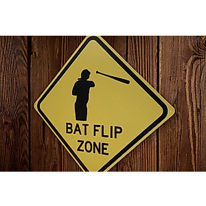 Bat Flip Zone 12" x 12" Tin Sign Baseball Theme Sports Bar Man Cave Garage Home Decor