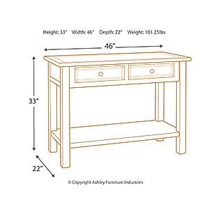 Signature Design by Ashley Bolanburg Farmhouse Rectangular Two Tone Sofa Table, Antique Cream