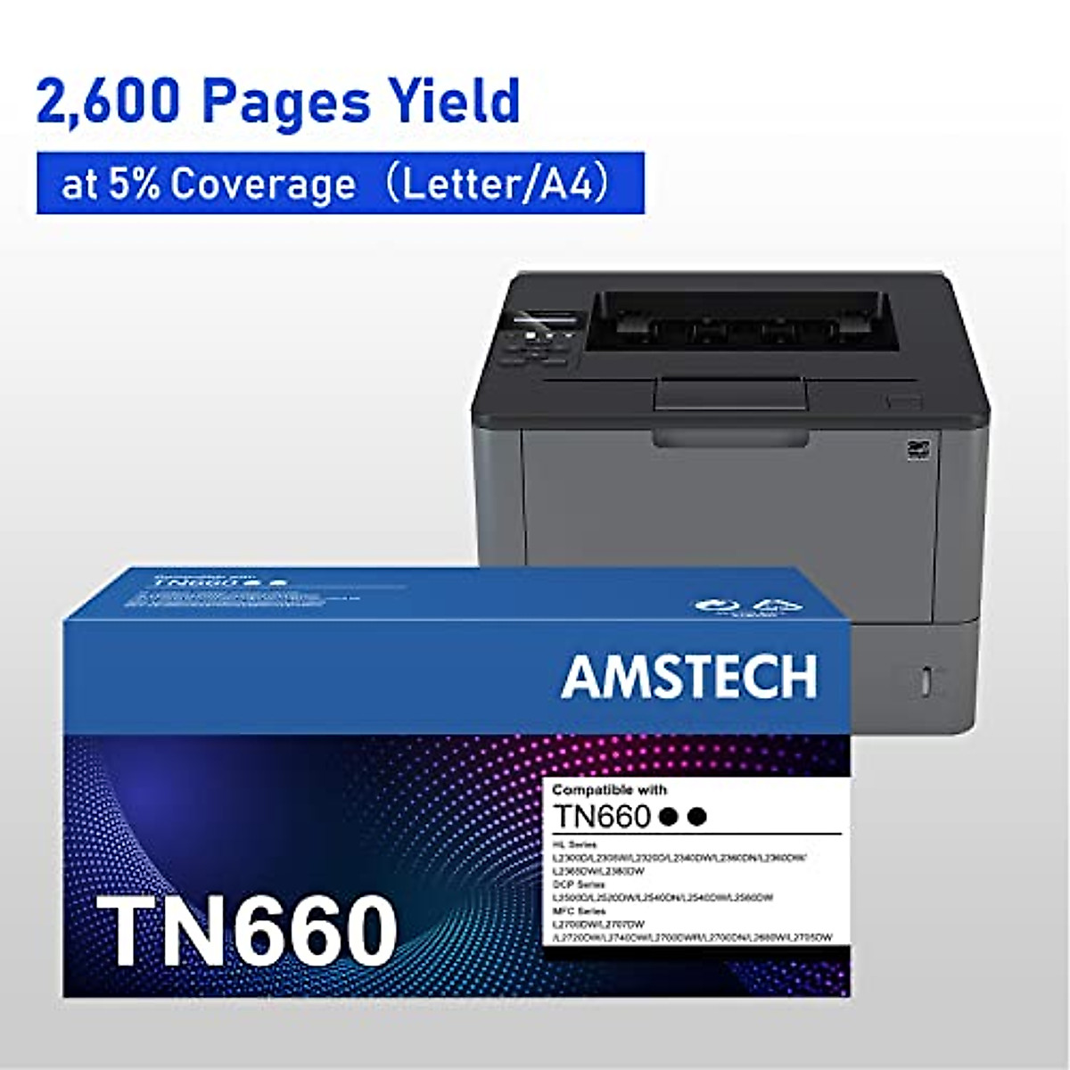 TN-660 TN 660 TN660 High Yield Black Toner Cartridge 2 Pack Compatible Replacement for Brother TN6602PK TN630 HL-L2380DW HL-L2300D HL-L2320D HL-L2340DW MFC-L2700DW MFC-L2740DW DCP-L2540DW Printer