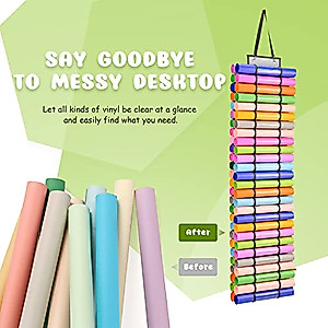 VICNOVA Vinyl Roll Holder, 54 Compartments Hanging Vinyl Storage Organizer Wall Mount Craft Organizers and Storage Foldable Vinyl Roll Storage Plastic Bag Holder Rack for Craft Room (54 Compartments)