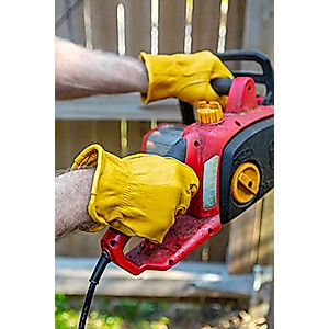 G & F Products 6203L-3 Premium Genuine Grain Cowhide Leathers with Reinforced Patch Palm, Work Gloves, Drivers Glove 3-Pair, Large, Yellow