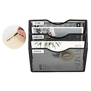 EasyPAG Office File Organizer 3 Pocket Vertical Wall Hanging File Folders Holder Mail Paper Holder Rack ,Black