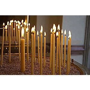 olorvela Beeswax Taper Candles Candlesticks Bulk - Skinny Taper Candles, Thin Beeswax Candles Tall Birthday Candles for Cake, 50pcs 6.3" for Hanukkah, Home Decor, (Yellow)