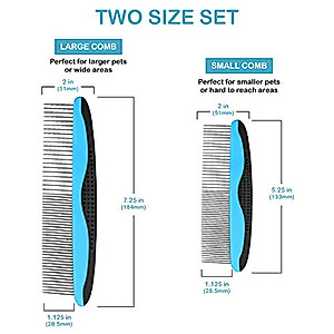 Pets First 2 Pack Dog Comb Small & Large PET Comb for Small & Large Breeds & Areas. Premium Anti-Slip Comfort Grip Ergonomic Handle for Your Dog & Cat with Durable Stainless-Steel