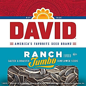 DAVID SEEDS Roasted and Salted Ranch Jumbo Sunflower Seeds, 5.25 oz (Pack of 2)