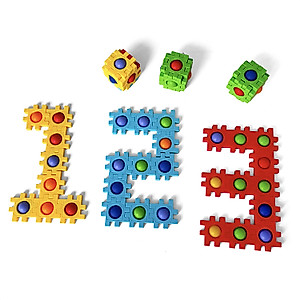 Anlabay Two-in-One Pop Blocks Pop Puzzle 48PCS, Jigsaw Puzzles, STEM Toys for 4 5 6 7 8 Year Old Kids, Bubble Popping Sensory Toy, Autism Sensory Toys for Autistic Children (Bubbles)