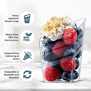 Mini Dessert Cups Veggie Appetizer Cups, Mini Square Shooters, Clear Plastic Cups Pudding Cups Disposable Yogurt Cups parfait cups 2oz Square dessert cups for Tasting, 24 Count