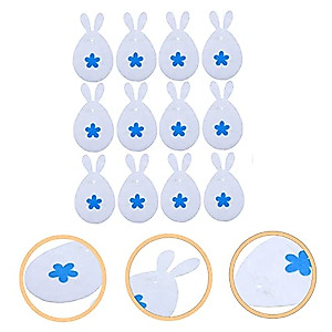 Amosfun 12pcs Spoon Bunny Silverware Shape Chopsticks Flatware Decoration Favor Storage Cutlery Bags Dinner Tableware Party Holder Decorations Fork Rabbit Decorative Bag Easter Holders