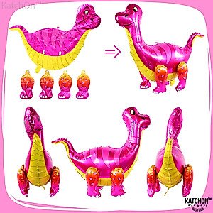 KatchOn, Giant Pink Dinosaur Balloons - 35 Inch, Pack of 2 | Dinosaur Pink Balloons, Pink Dinosaur Birthday Decorations | Girl Dinosaur Balloons, Girl Dinosaur Party Decorations | Pink Dino Balloons
