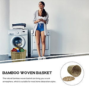 TOPBATHY Rattan Waste Basket with Lid Round Wicker Trash Can Garbage Container Bin Laundry Basket Flower Pots Woven Storage Basket for Home Office