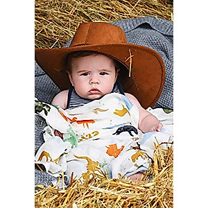 Aenne Baby Muslin Baby Swaddle Blanket Dinosaur Dino Print, Luxurious, Soft and Silky, 70% Bamboo 30% Cotton 47x47inch (1pack), Baby boy Nursing Cover, wrap, Burp Cloth