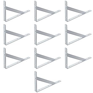 Urjumpea 10 Pack Shelf Brackets 5 inches x 8 inches Heavy Duty Metal Shelf Supports 90 Degree Triangle Wall Mount Angle L Bracket Floating Shelf Brackets with Screws
