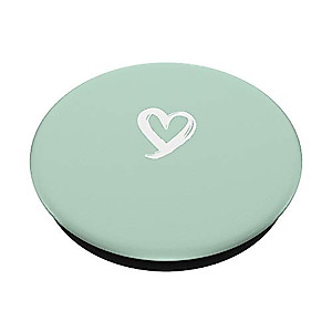White Minimalist Heart Green PopSockets Swappable PopGrip