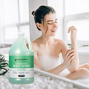 Ginger Lily Farms Club & Fitness Nourishing Body Wash, 100% Vegan & Cruelty-Free, Bath & Shower Gel for Men and Women, Aloe Vera Scent, 1 Gallon (128 fl. oz.) Refill