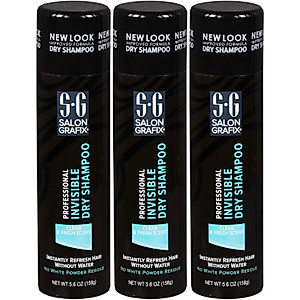 Salon Grafix Professional Invisible Dry Spray Shampoo, Pack of 3 x 5.6 Oz.