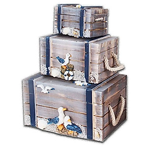 ZZYINH AN207 Jewelry Wood Box,Wood Handcrafted Storage Organizer Coastal Nautical Beach Sea Ocean Home Accent Decor Small Jewelry (Color : Deep Green)