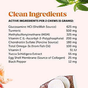 Pet Honesty Senior Hemp Hip & Joint Supplement for Dogs - Dog Joint Supplement with Hemp Oil & Powder, Glucosamine for Dogs, Collagen, MSM & Green Lipped Mussel - Mobility for Senior Dogs (Chicken 90)