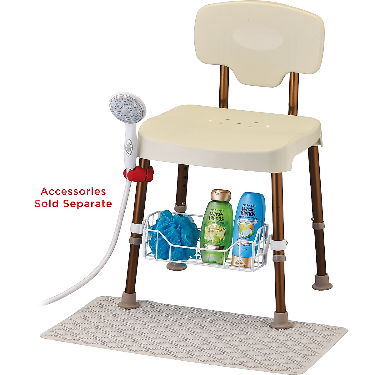 NOVA Medical Products Bariatric Shower and Bath Chair with Back, Heavy Duty 500 lb. Weight Capacity, White, 1 Count (Pack of 1)