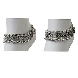 IndiaStop Anklet Bracelet Pair Vintage Style Womens Fashion Feet Jewelry Boho Beach Wedding Barefoot Sandals Jingle Sound