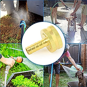 ERGAOBOY 6 Pcs 3/8 Barb To 3/4 Female GHT Thread Swivel Brass Garden Hose Pipe Connector With Clamps,Fit For Garden Hose Repair