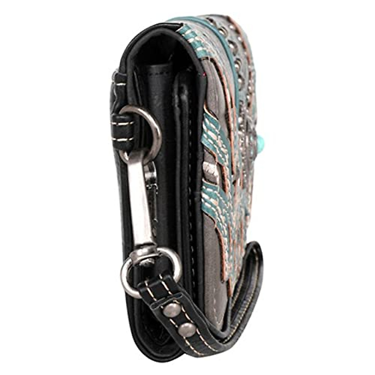 Montana West Womens Wallet Clutch Wallets Credit Card Coin Bill Try Fold Accordion (Patina Buckle Black)