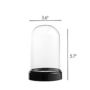(12 Pack) Plastic Dome Display Case Bell Jar Cloche Bell Jar With Base, For Collectibles Enchanted Rose Small Beer Glasses Centerpieces Plants Rocks Specimens Snow Globes Crafts, Plastic 5.7x 3.6 In