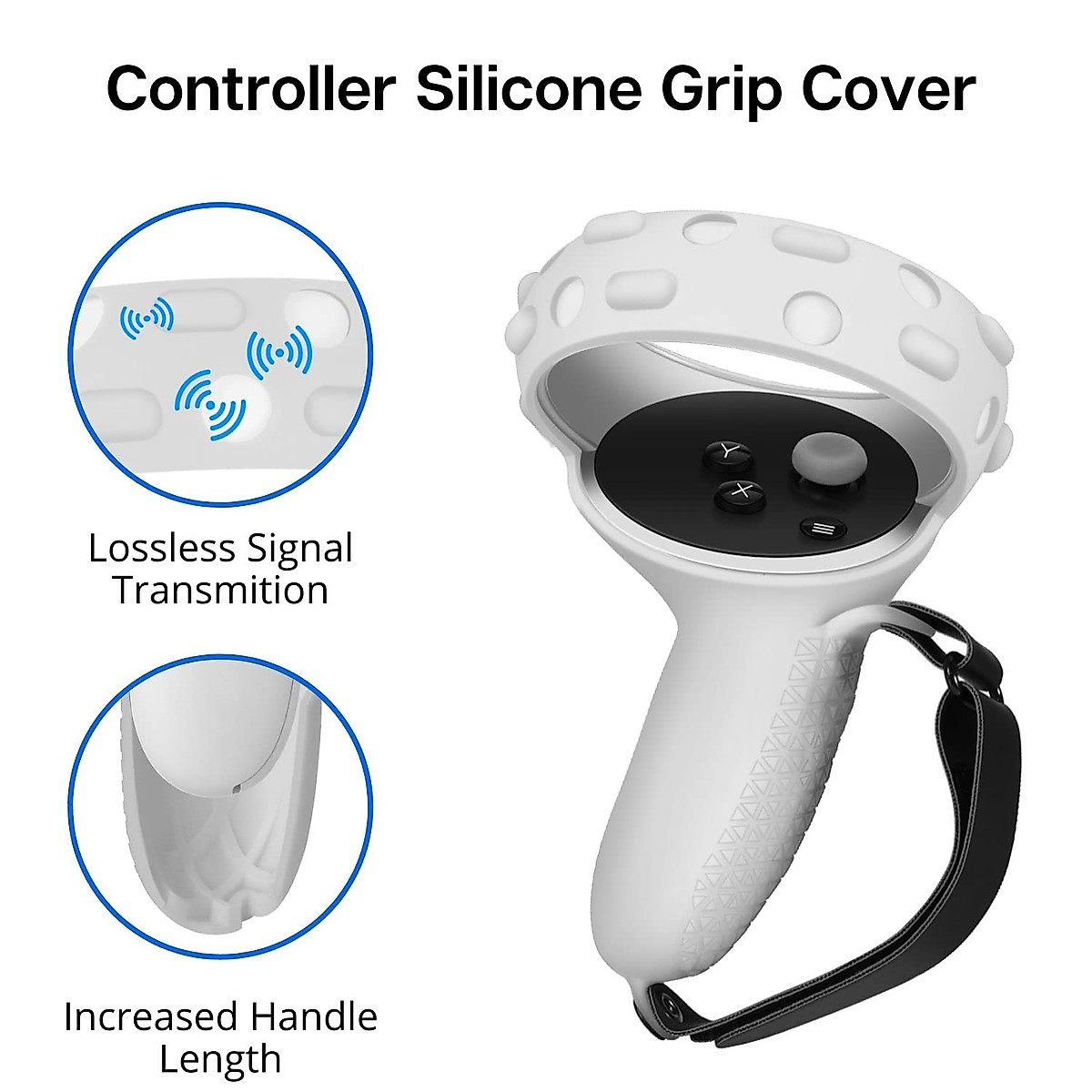 TNP Silicone Cover Set for Oculus Quest 2 Meta Quest 2 Controller Protector White 3 in 1 Silicone VR Face Cover, Protective Lens Cover, VR Headset Skin Shell Accessories for Oculus Quest 2