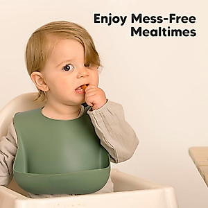 KeaBabies 2-Pack Silicone Bibs For Babies, Silicone Baby Bibs for Eating, Food-Grade Pure Silicone Bib, Toddler Bibs, Waterproof Bibs, Feeding Bibs, Silicon Bibs for Toddlers, Boys, Girls (Slate)