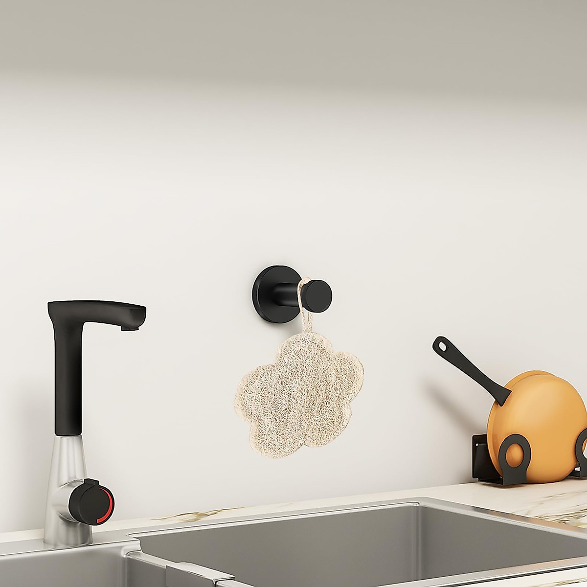 JIAPAIDUO 6 Packs Robe Hooks for Bathroom, Sturdy Coat Hooks Wall Mounted, Stainless Steel Heavy Duty Hooks for Hanging, Wall Hooks for Towels, Living Room, Kitchen, Entryway (Matte Black)