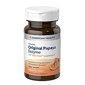 American Health Original Papaya Enzyme Chewable Tablets - Promotes Nutrient Absorption and Helps Digestion - Gluten-Free, Vegetarian - 100 Count, 33 Total Servings, Original, 100 Count