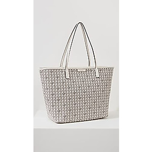 Tory Burch Women's Ever-Ready Tote, New Ivory, Off White, Print, Grey, One Size