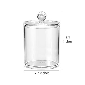 2-pack Qtip Dispenser Apothecary Jars, Cotton Swab,Round Pads, Floss Clear Plastic Apothecary Jar Set for Bathroom Canister Storage Organization, Vanity Makeup Office Dresser Organizer