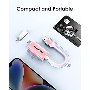 LENTION USB 3.0 Type A to Gigabit Ethernet Adapter, 1000M RJ45 Wired LAN Network Converter Compatible with Nintendo Switch, MacBook Pro/Air, Surface, Chromebook, Most Windows Laptops (HU604,Rose Gold)