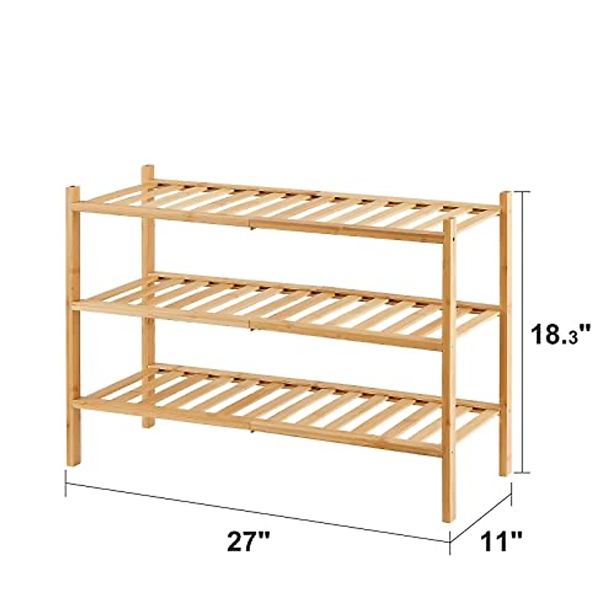 viewcare 9-Tier Bamboo Shoe Rack for Entryway, Stackable | Foldable | Natural, Free Standing Shoe Racks for Hallway Closet