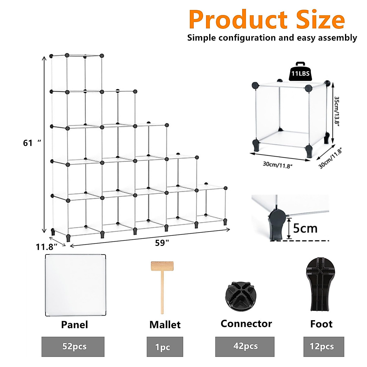 AWTATOS Cube Storage Closet Organizer Storage Cubes Shelves Bookshelf DIY Plastic 9 Cube Organizer Shelf for Bedroom, Home Office, Translucent