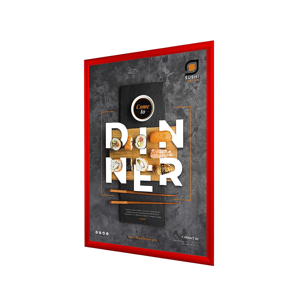 BNV Aluminum Front Load Snap Poster/Picture Frame, Red, 22x28 Inches, 1'' Profile, Wall Mounting, Portrait and Landscape Mode, Easy Installation, Anti-Glare, PVC Cover, Lightweight