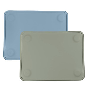 WeeSprout Silicone Suction Placemats for Babies, Toddlers & Kids, Durable Food Grade Silicone with Non-Slip Suction, Dishwasher Safe, for Dining Table & Restaurants + Travel Case, 2 Pack