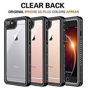 AMILIFECASES iPhone 6 Plus Waterproof Case iPhone 6s Plus Waterproof Case(5.5inch), Huakay IP68 Certified Shockproof Dirtproof Full Body Protection Waterproof for iPhone 6 Plus 6s Plus (Black/Clear)